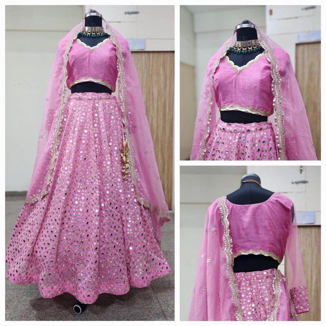 Lehenga Blouse Mirror Work Party Wear Lengha for Girls & Women Custom ...