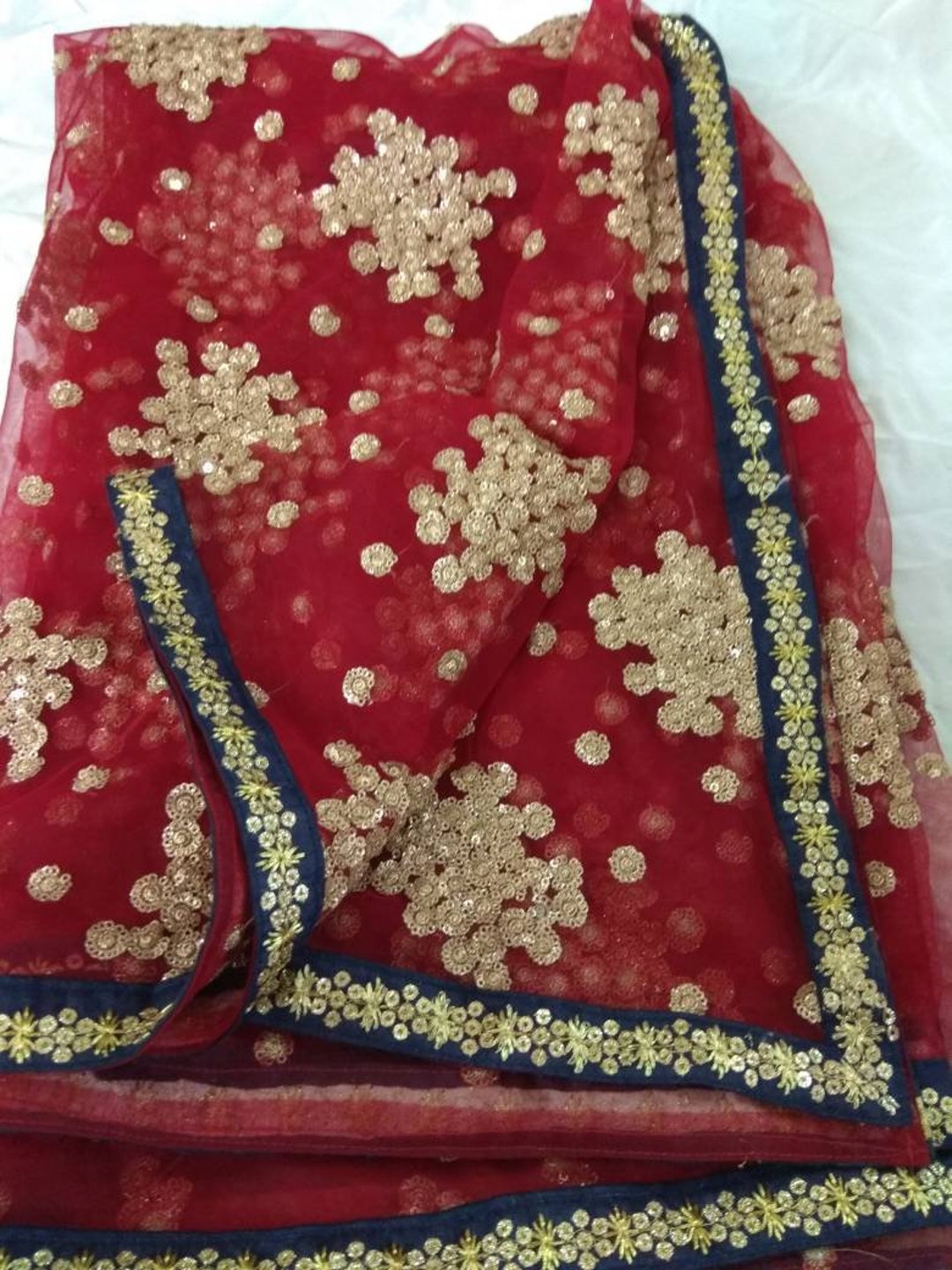 Red Net Dupatta Bridal Wedding Sequin Chunni Stole for Girls - Etsy