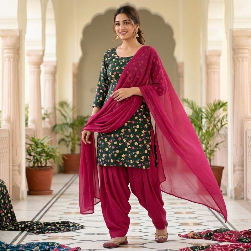 Floral Punjabi Suit Women - Etsy