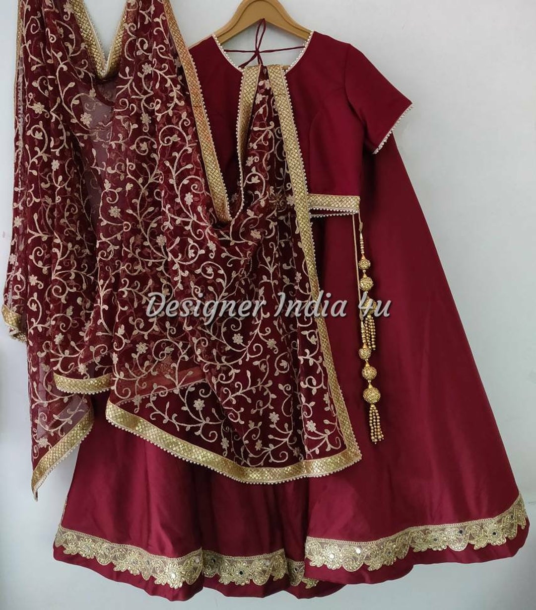 Maroon Lehenga Choli Burgundy Indian Outfit for Women Girls Custom Made ...