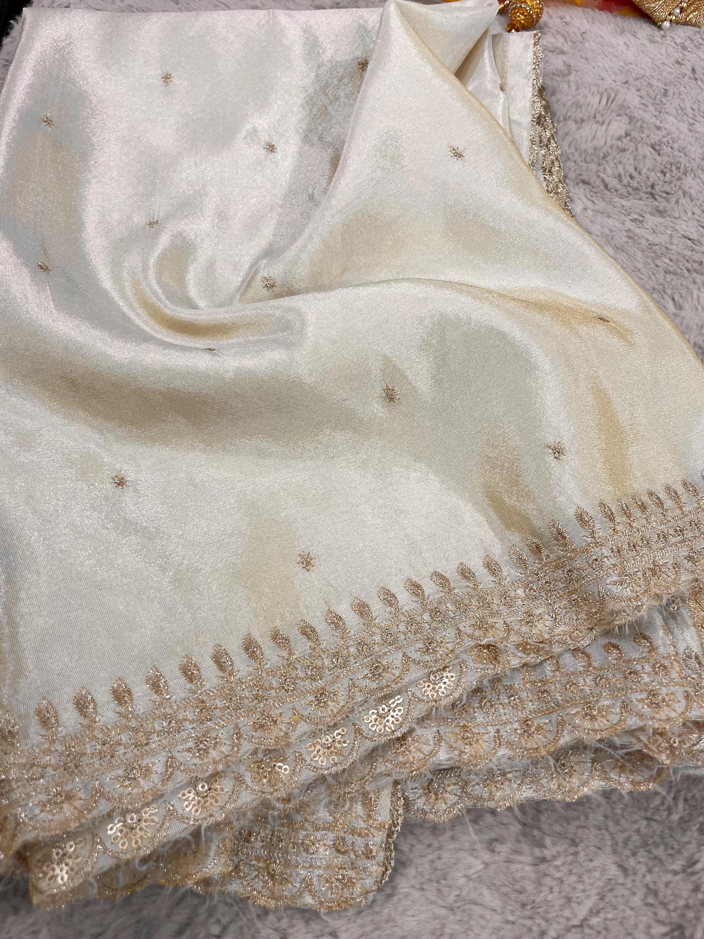 Tissue Dupatta Silk Embroidered Indian Shawl Stole for Women - Etsy
