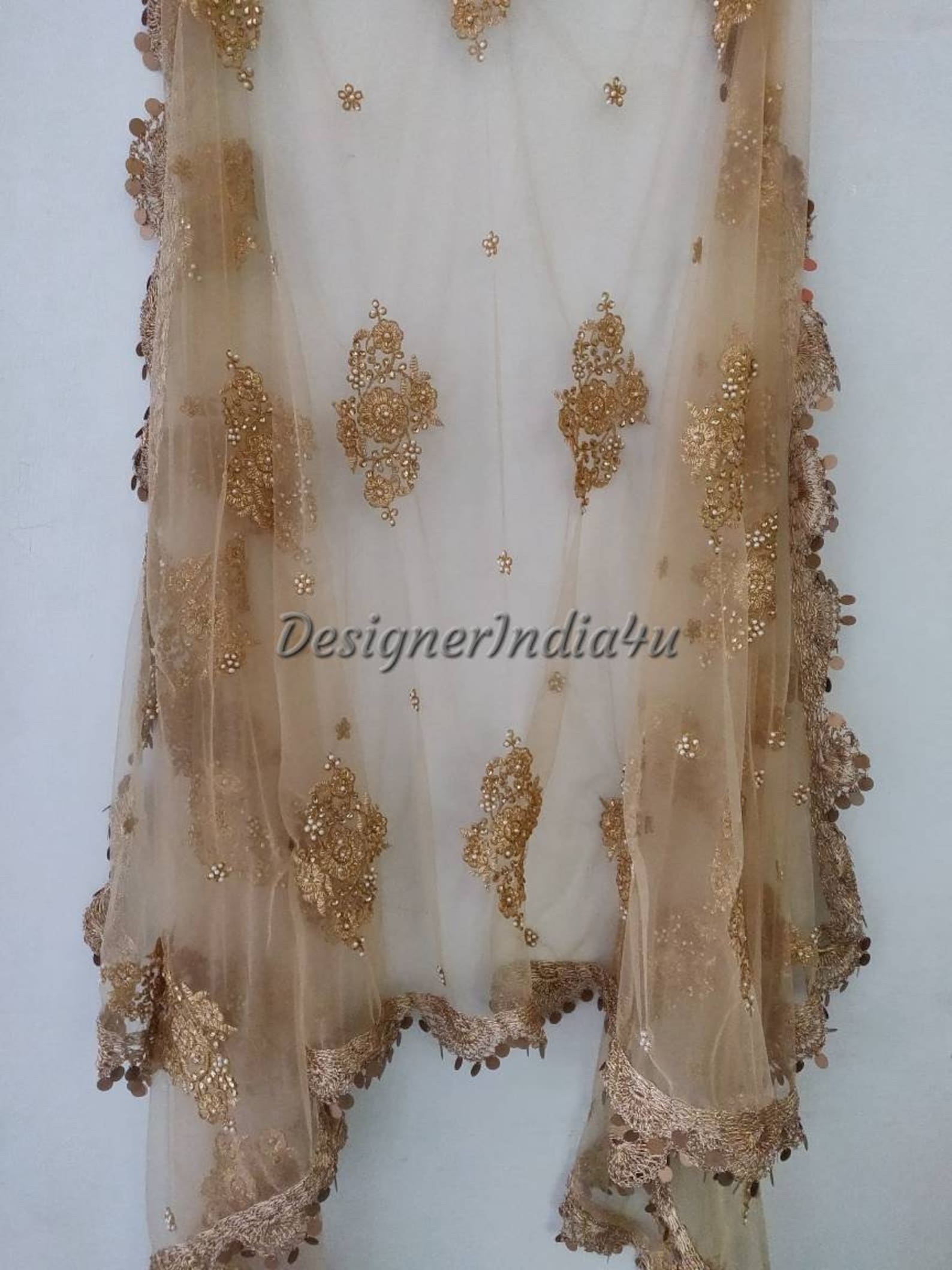 Designer Indian Traditional Golden Dupatta Chunni Stole | Etsy