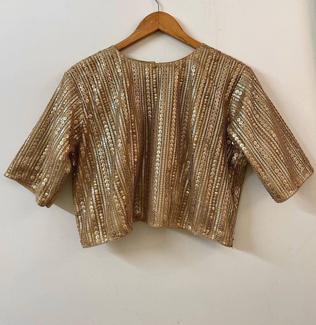 Custom Made Gold Sequin Blouse for Women Lehenga Saree Top - Etsy