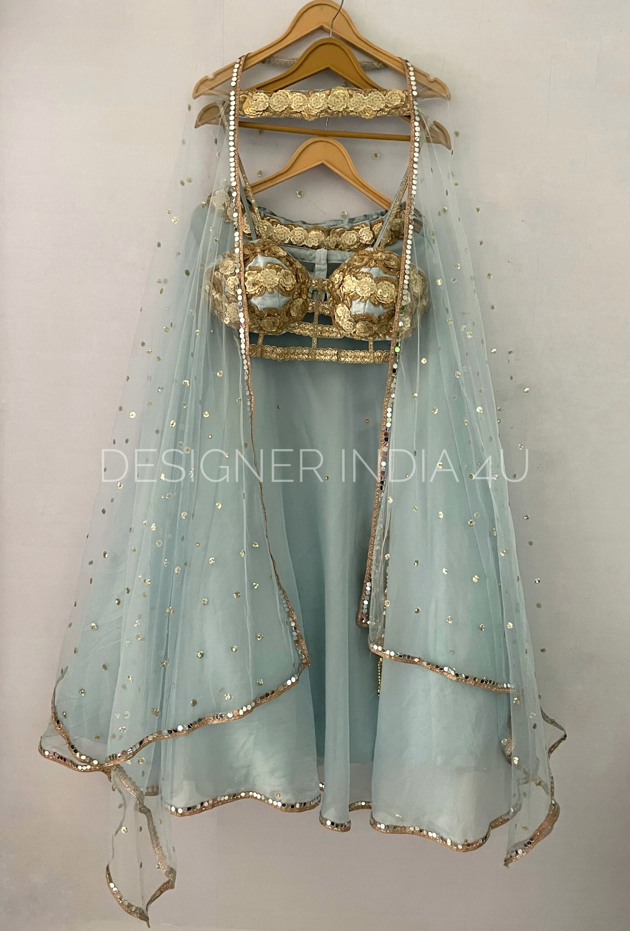 Pastel Blue Beach Wedding Special Lehenga choli dupatta for | Etsy