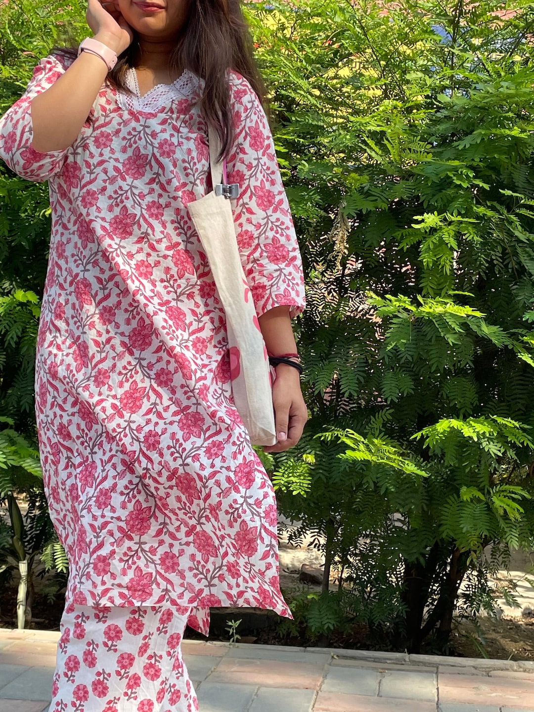 Summer Clothing Women's Cotton Kurta Pant Ready to Wear, Floral Print ...