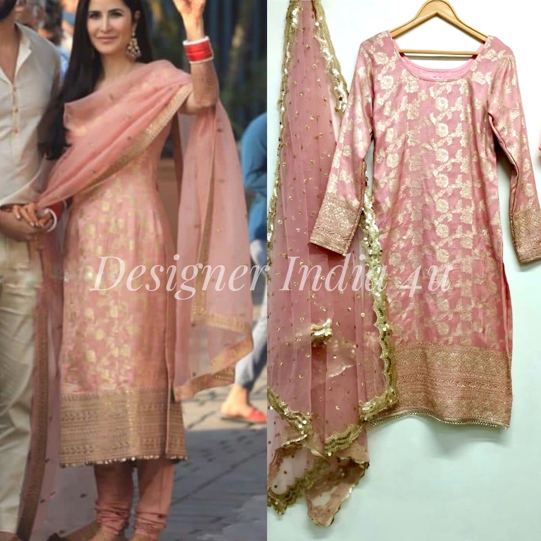 Pink Bollywood Sabyasachi Churidar Banarasi Salwar Kameez Punjabi Suit ...