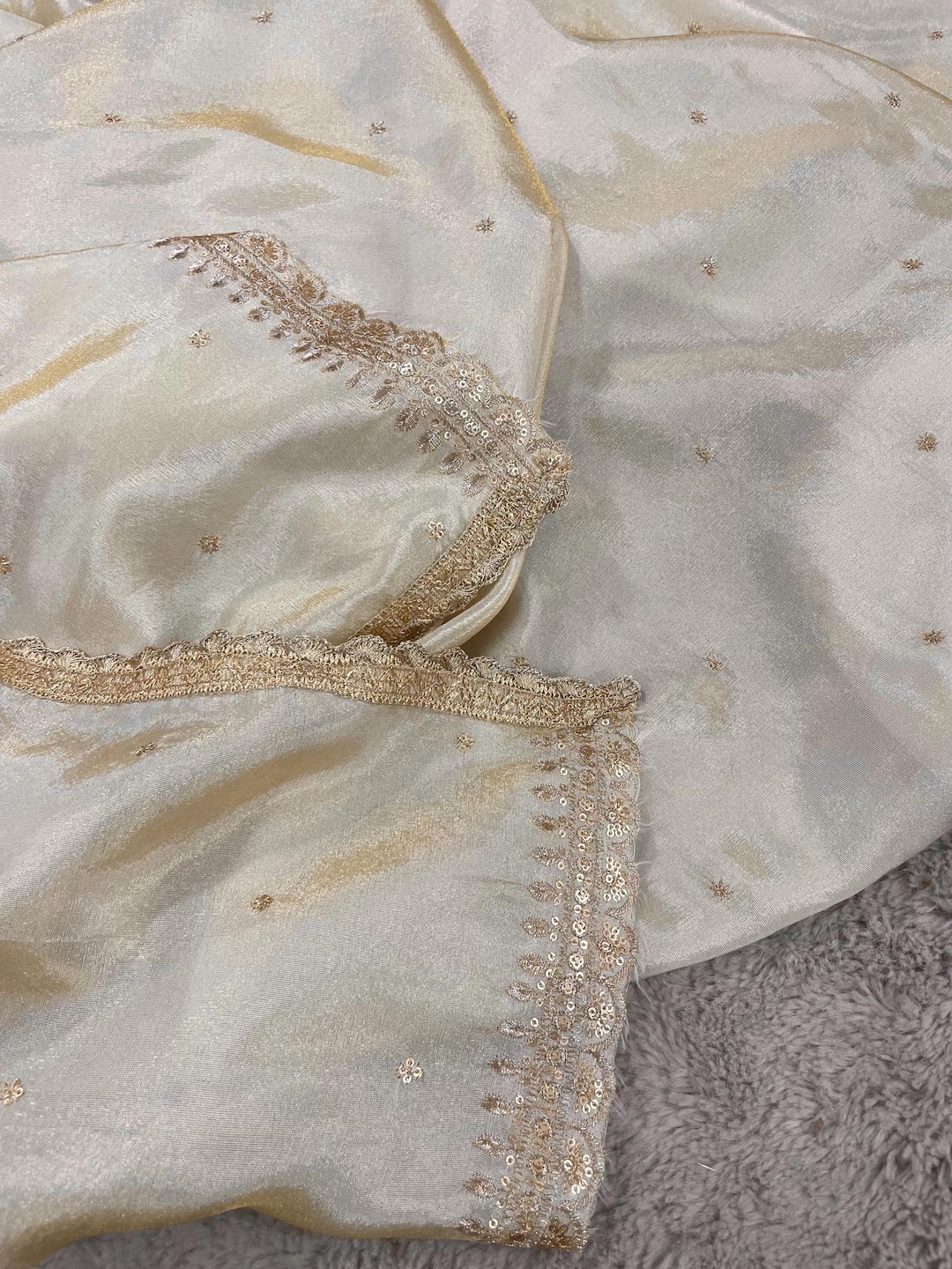 Tissue Dupatta Silk Embroidered Indian Shawl Stole for Women - Etsy