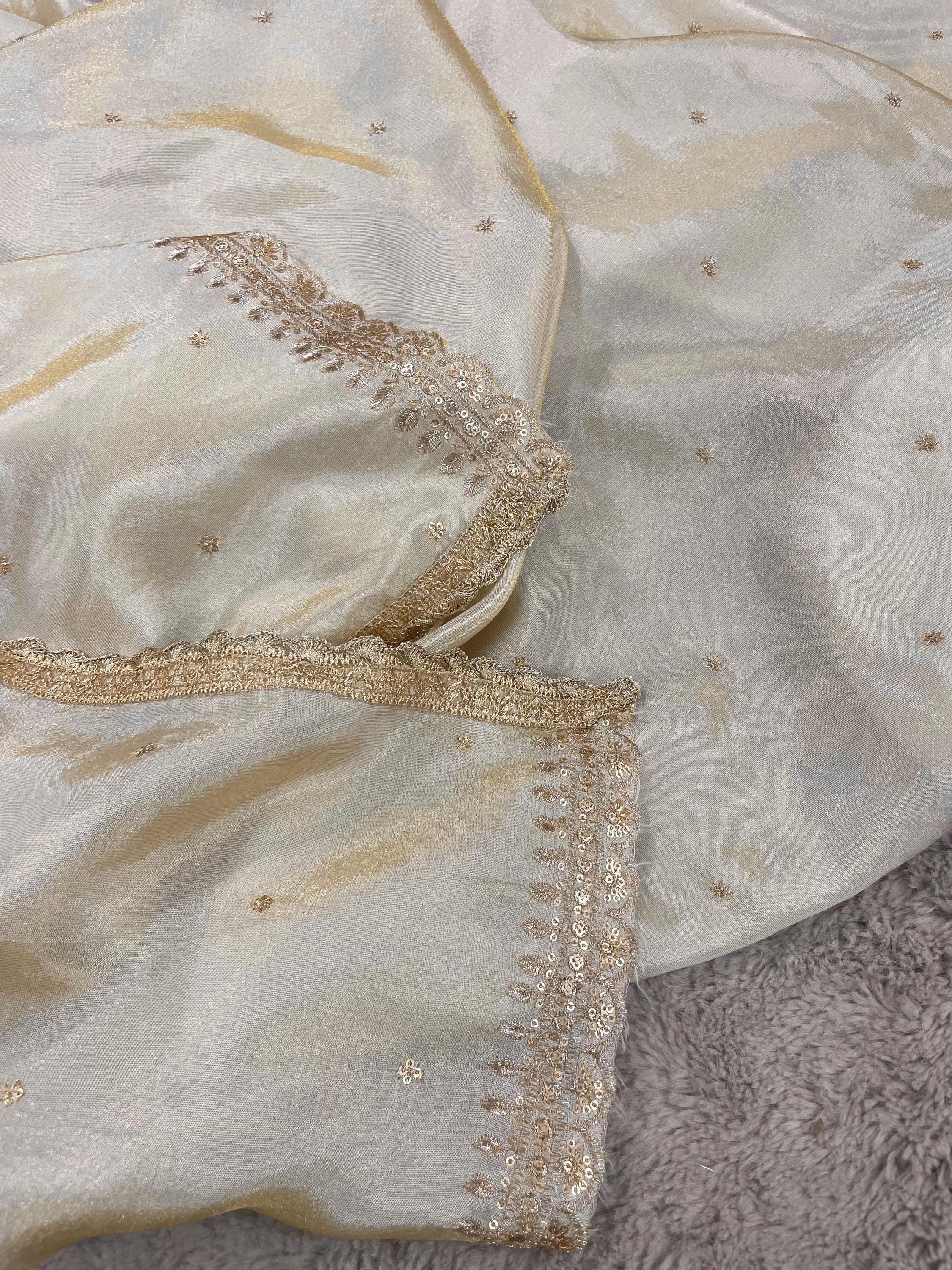 Tissue Dupatta Silk Embroidered Indian Shawl Stole for Women - Etsy