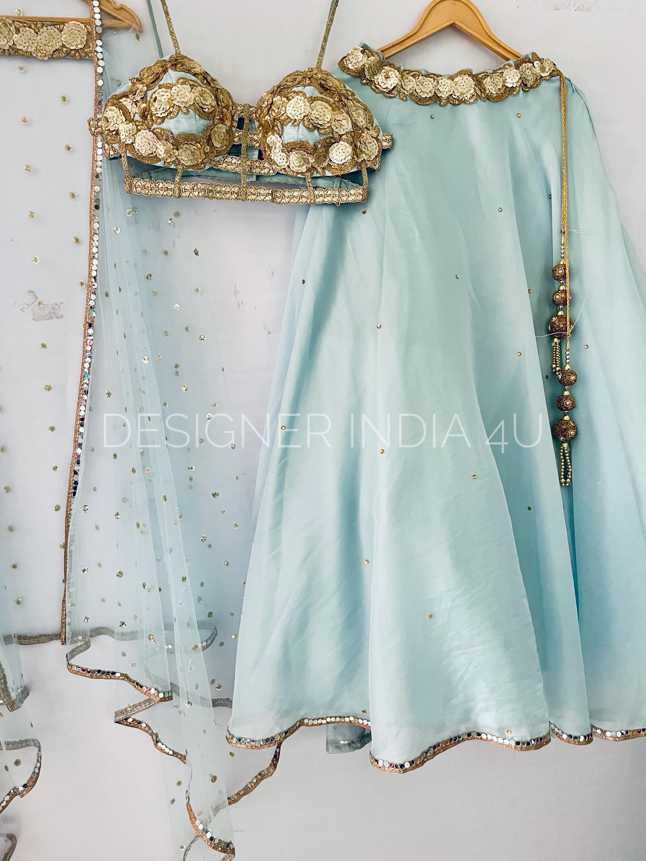 Pastel Blue Beach Wedding Special Lehenga choli dupatta for | Etsy