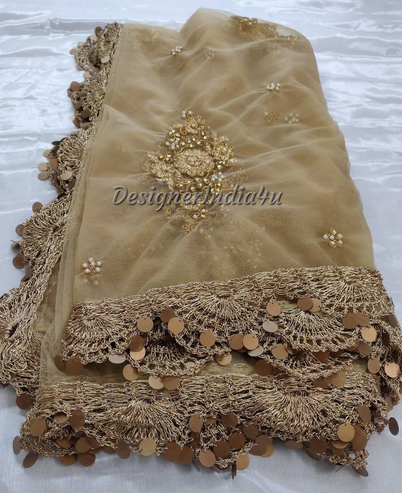 Designer Indian Traditional Golden Dupatta Chunni Stole | Etsy