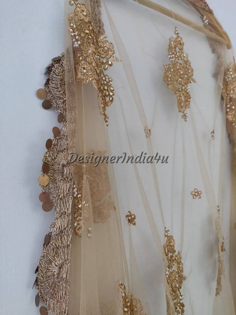 Designer Indian Traditional Golden Dupatta Chunni Stole - Etsy