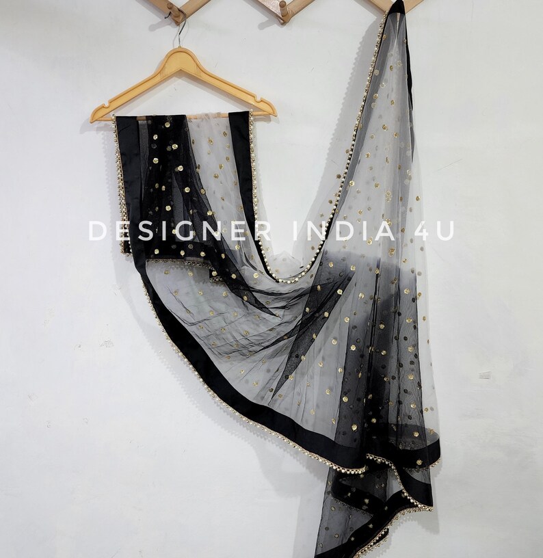Dupatta Indian Pakistani Designer Black White Shaded Chunni - Etsy
