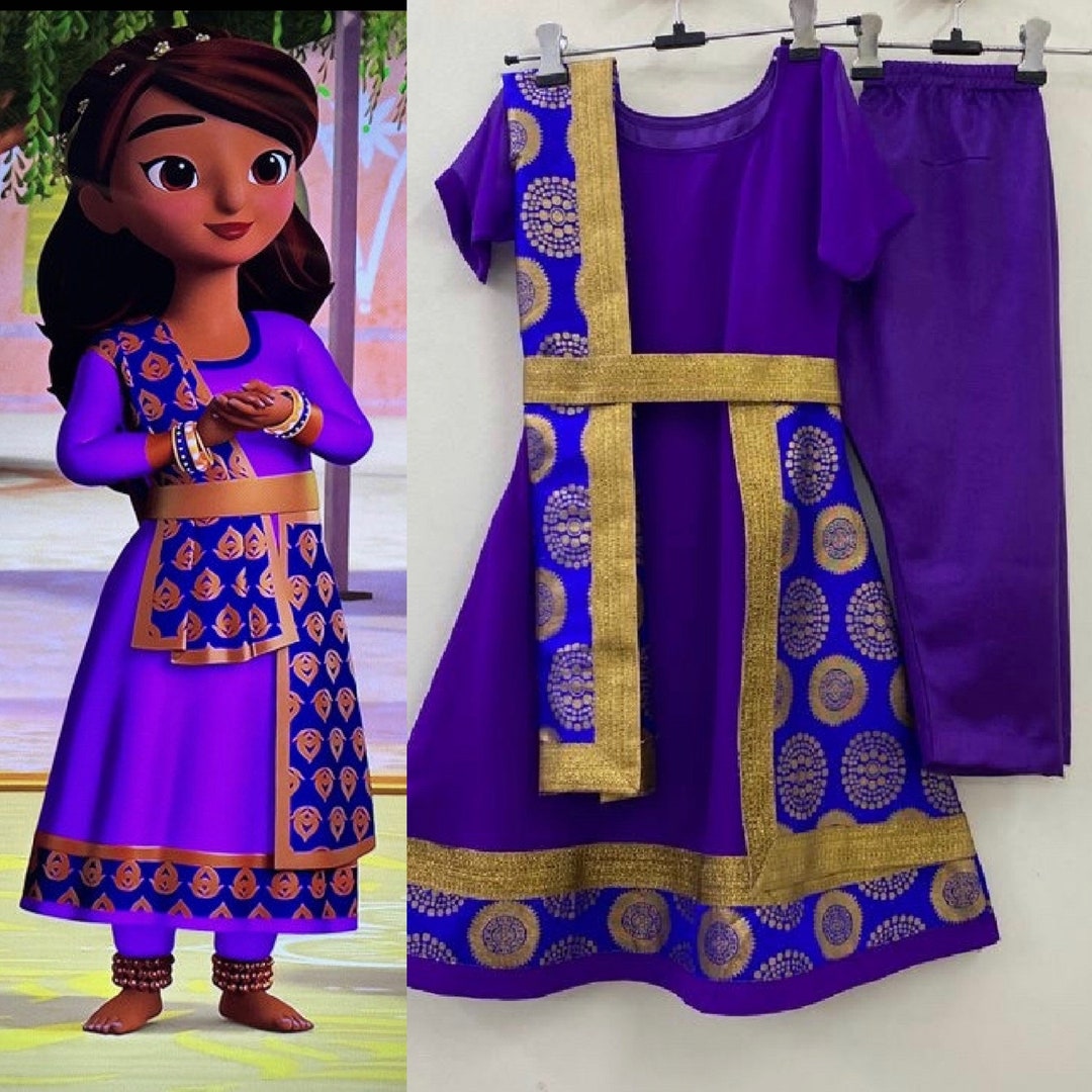 Mira the Royal Detective Costume Purple Dress for Girl Kids Salwar ...