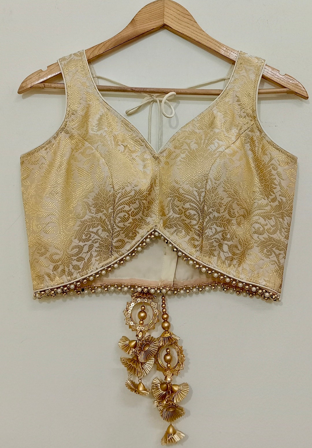 Golden Brocade Silk Blouse for Women Party Wear Saree Blouses Custom ...