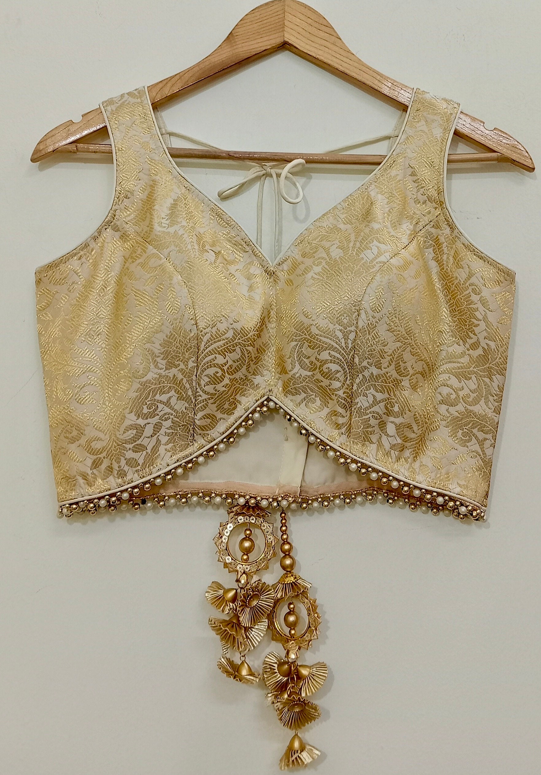 Golden Brocade Silk Blouse for Women Party Wear Saree Blouses Custom ...
