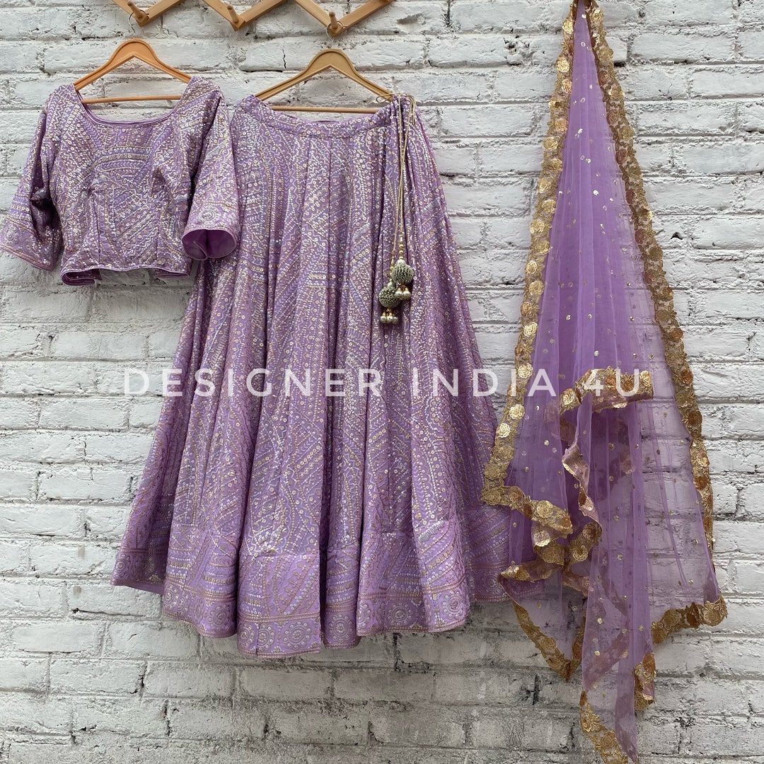 Lilac Lehenga for Modern Wedding Custom Stitched Lengha for Women Plus ...