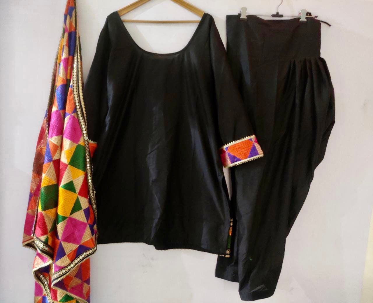 Punjabi Patiala Simple Plain Suit Phulkari Dupatta Indian - Etsy UK