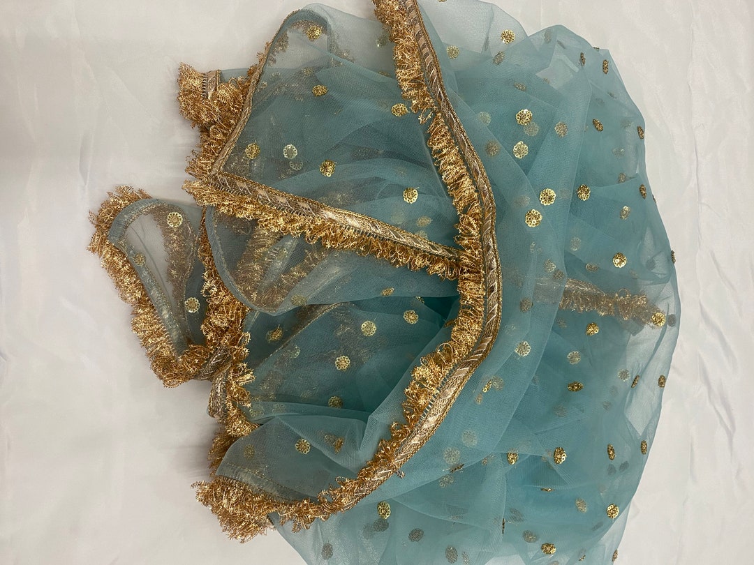 Light Blue Dupatta for Women Lehenga Chunni Ceremony Scarf for Designer ...