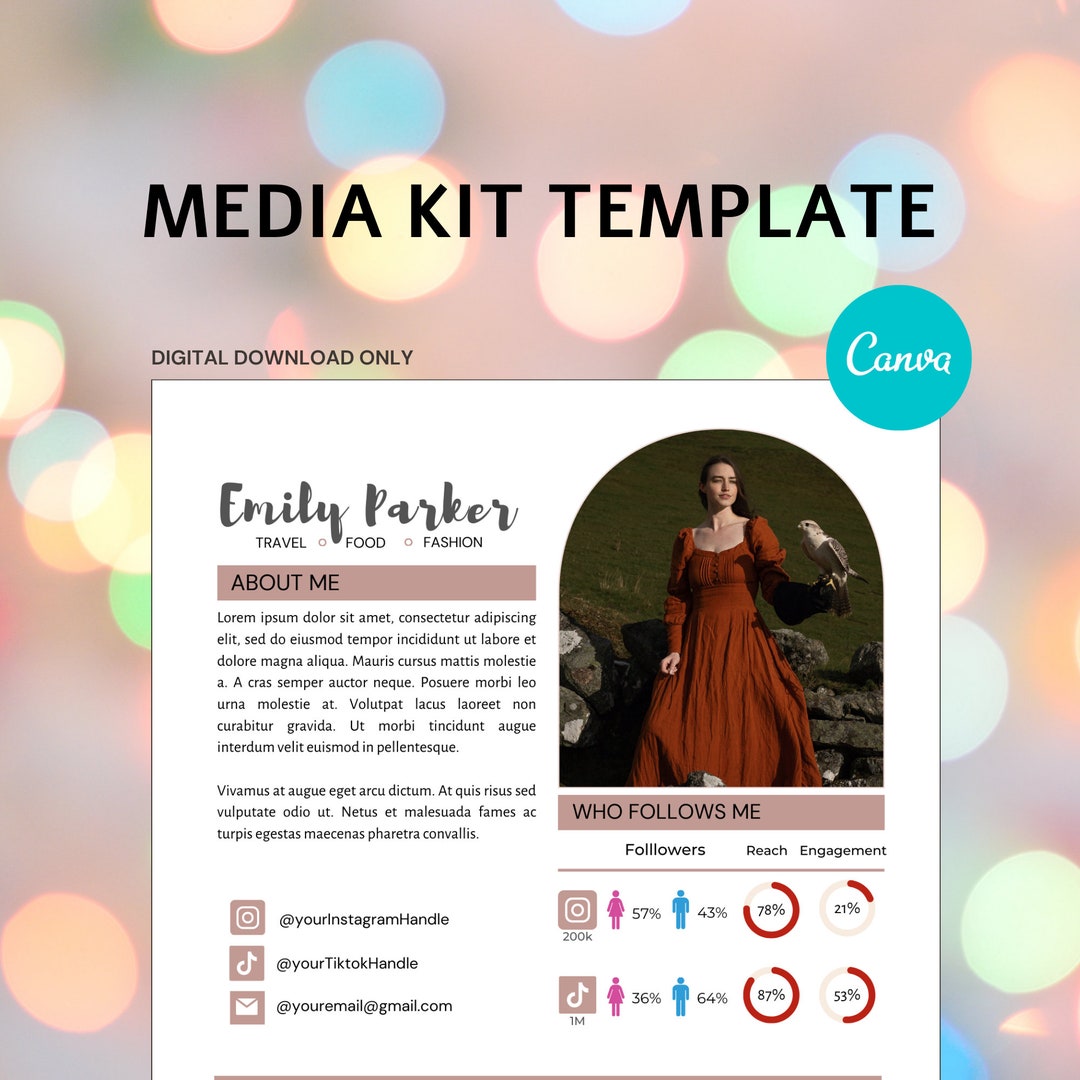 2 Page Brand Media Kit Template Canva Media Kit Influencer Rate Sheet ...