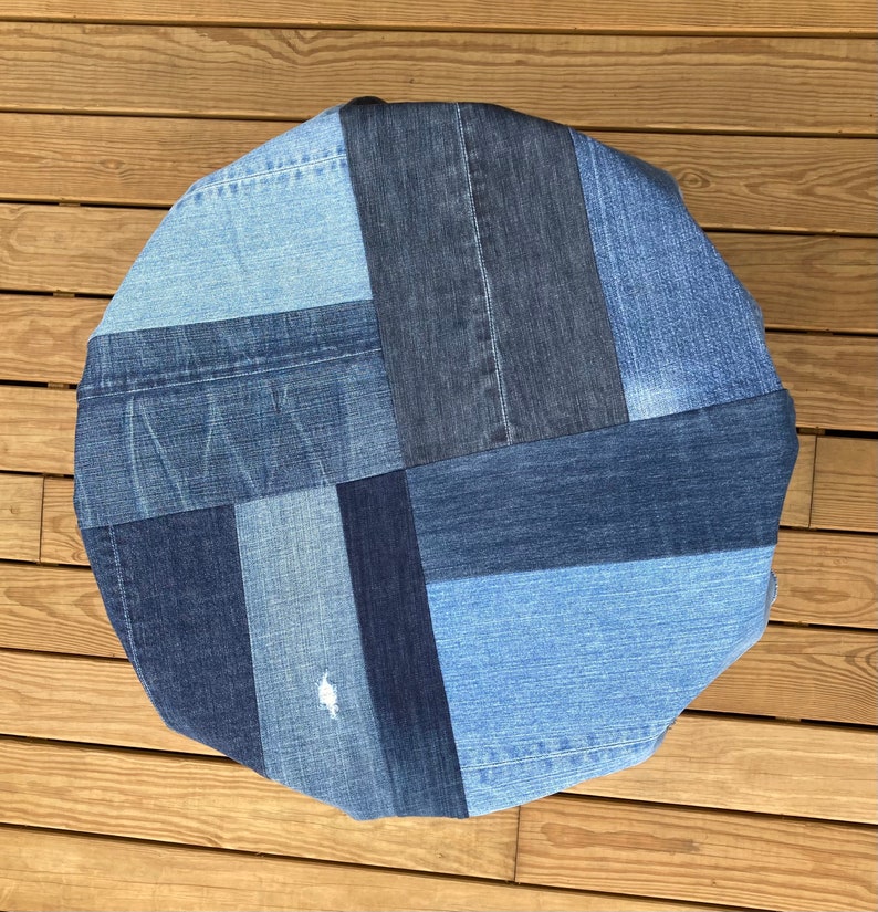 Round Table Cloth, Re-purposed Denim Table Cloth, - Etsy