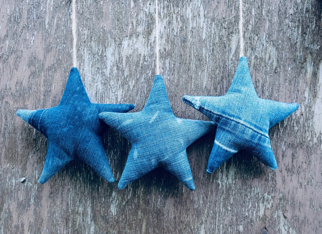 Denim Tree Ornament, Re-purposed Denim Tree Ornament, - Etsy
