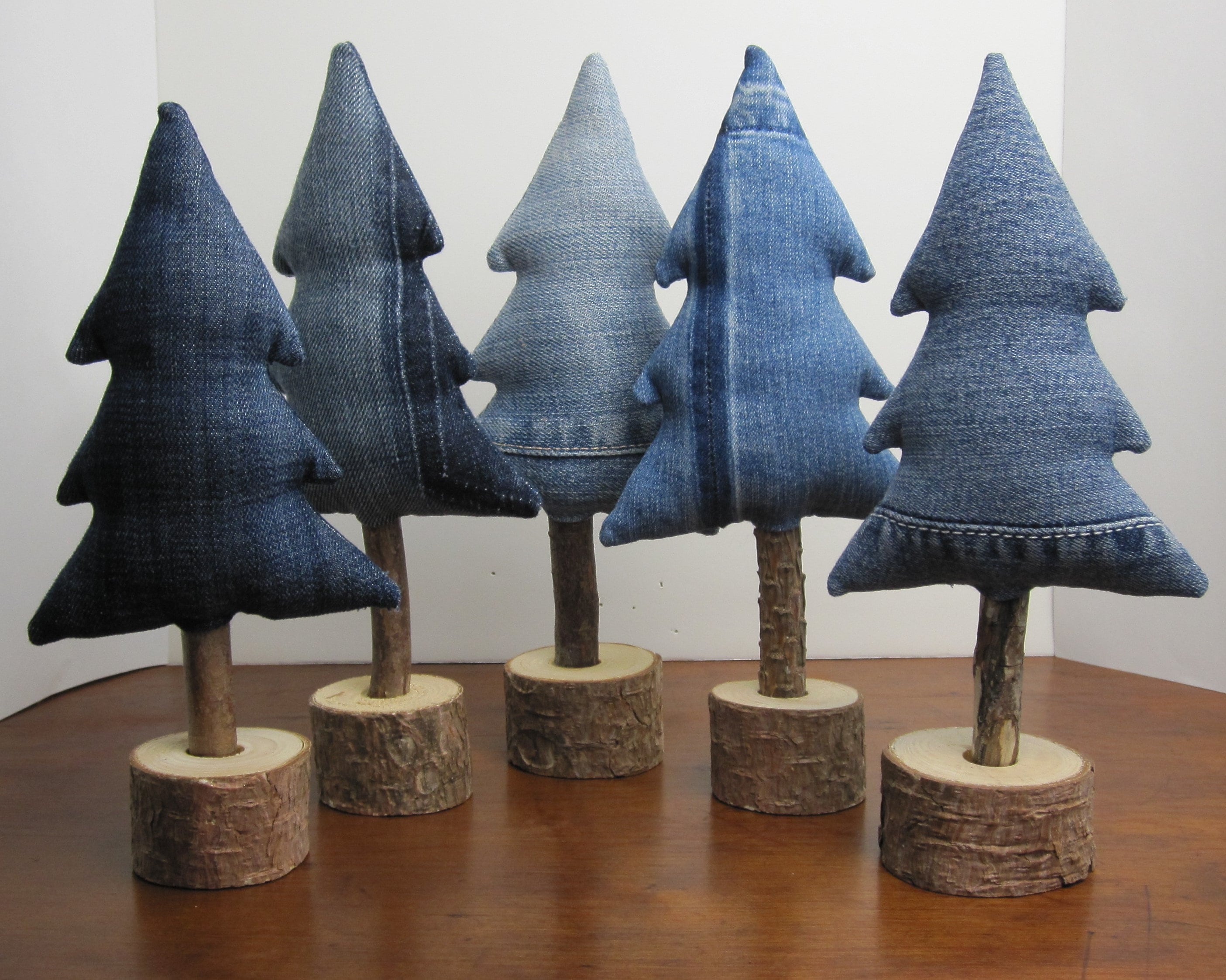 Fabric Tree, Re-purposed Denim Tree, Free Standing Tree, Blue Tree on ...