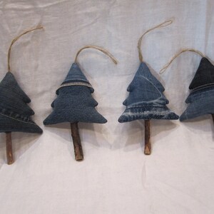Denim Tree Ornament, Re-purposed Denim Tree Ornament, - Etsy