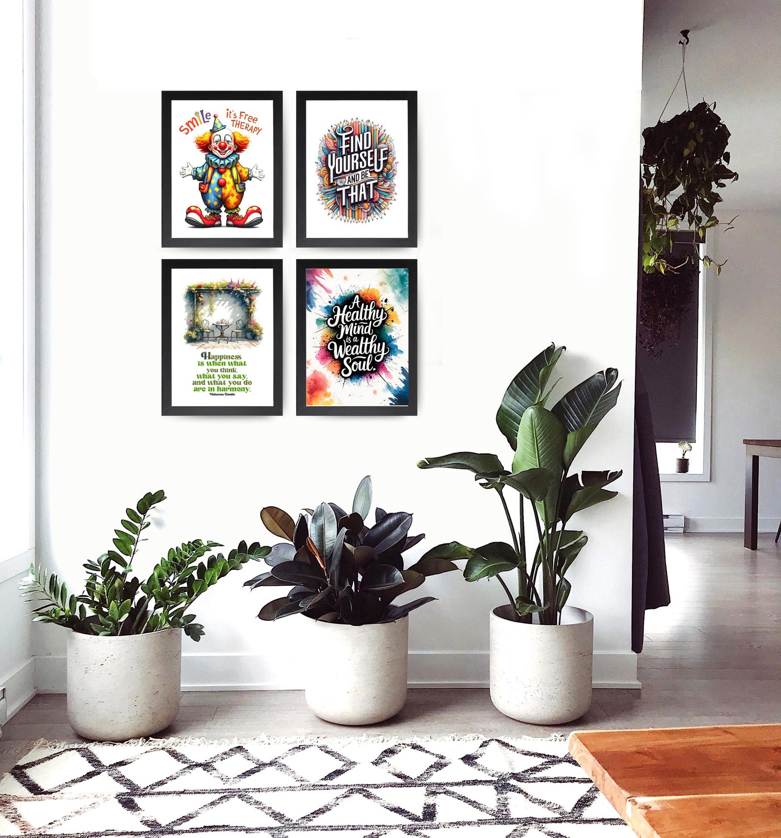 Smile It's Free Therapy, Framed Mental Health Wall Art, Mental Health ...