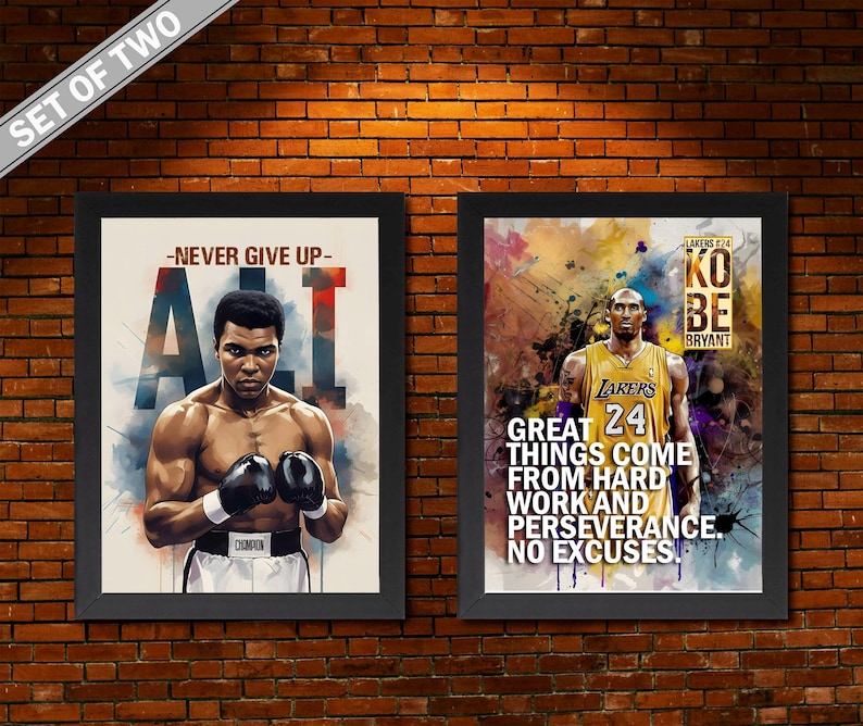 Muhammad Ali and Kobe Bryant Poster, Framed Sports Quotes Poster ...