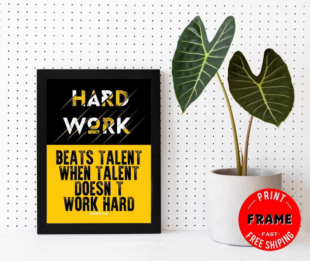 Hard Work Poster, Framed Sports Quotes Poster, Famous Athlete Quote ...