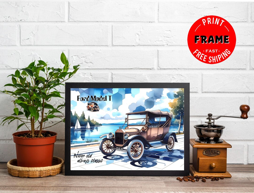 Ford Model T, Framed Wall Art, Framed Car Poster, Home Office Decor ...