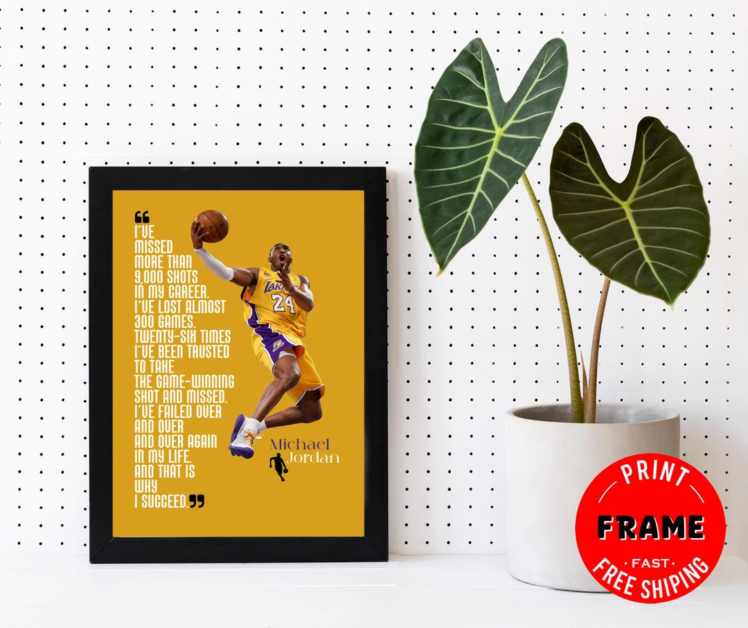 Michael Jordan Poster, Framed Sports Quotes Poster, Famous Athlete ...