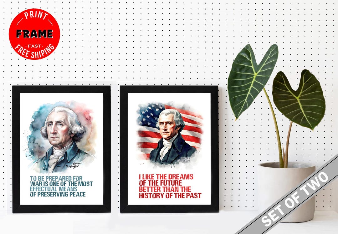 George Washington & Thomas Jefferson Quote Framed Poster, Famous Quotes ...