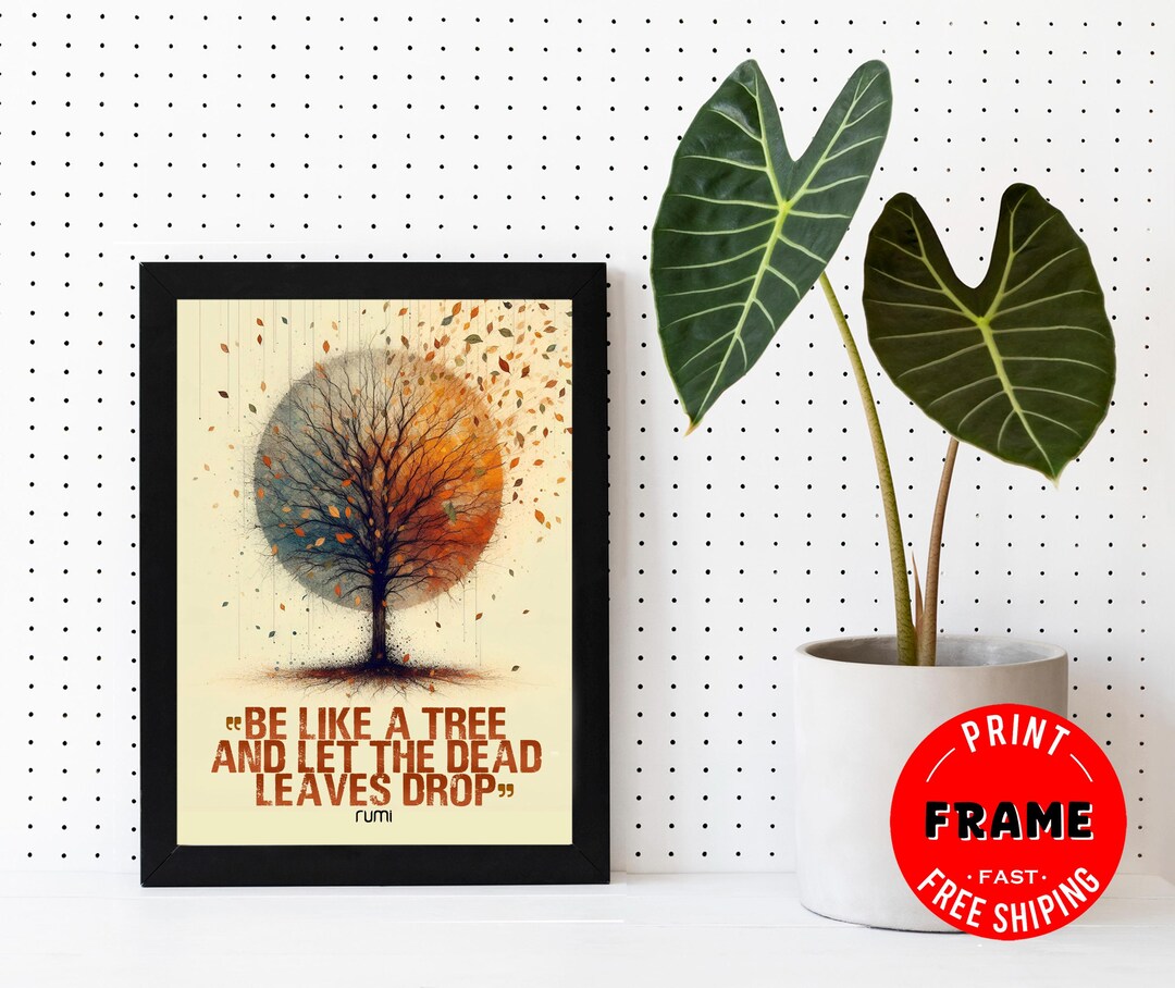 Be Like A Tree, Framed Rumi Quote Poster, Spiritual Quote, Rumi Poem ...