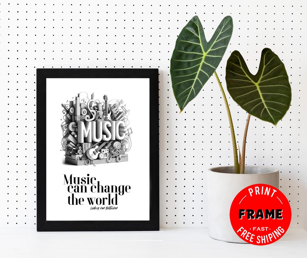 Music Can Change the World, Framed Music Quotes Wall Art, Music Quotes ...