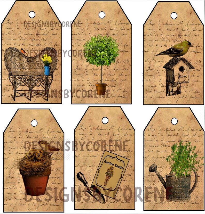 Primitive Vintage Garden Tags Digital Download Printable | Etsy