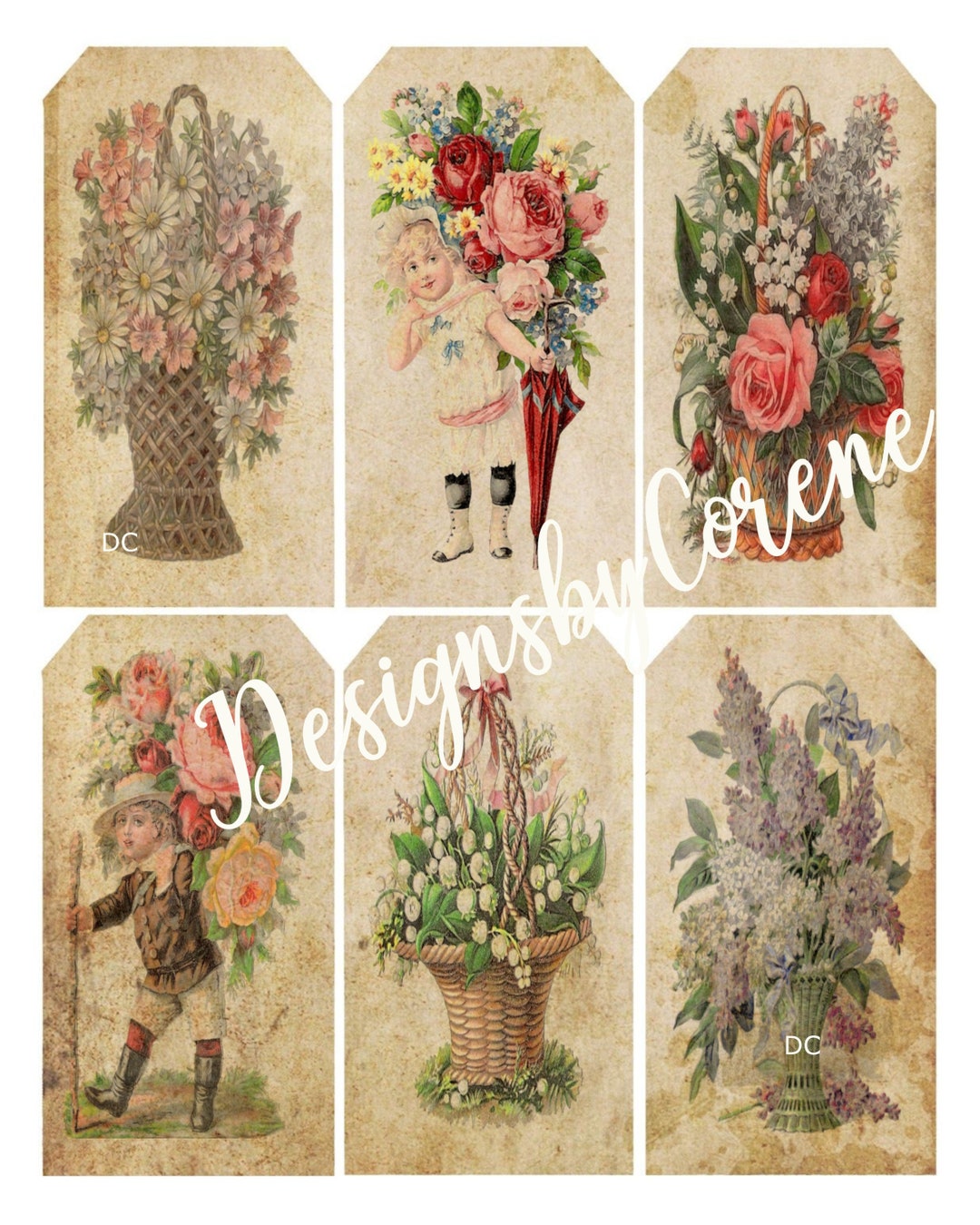 Victorian Floral Gift Tags Digital Printable Downloads - Etsy