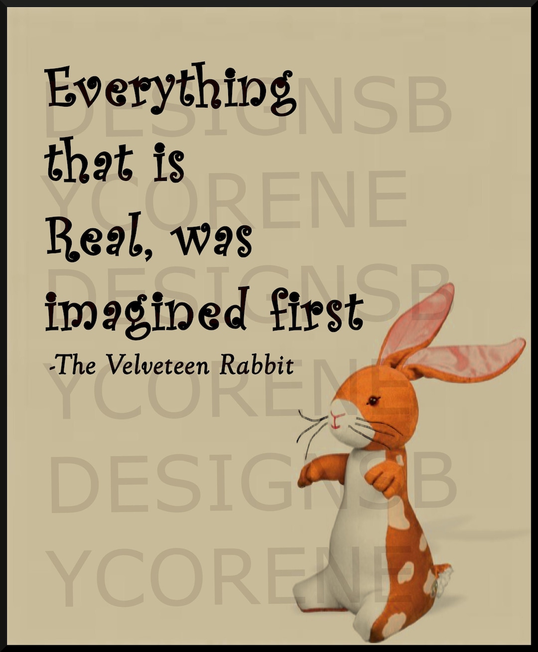 Vintage Velveteen Rabbit Art Quote Print Wall Art Decor Wall Art Print ...