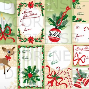 Vintage Christmas Gift Tags Set of Eight Vintage Designs | Etsy