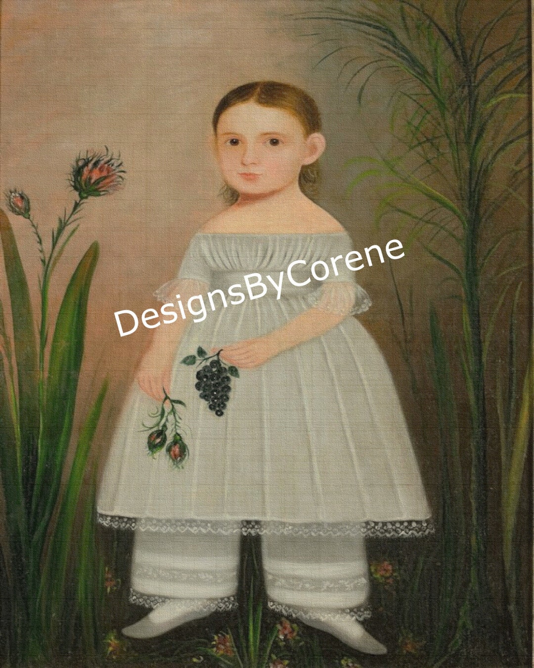 Primitive Folk Art Portrait of Child Art Print/transfer/cards Digital ...