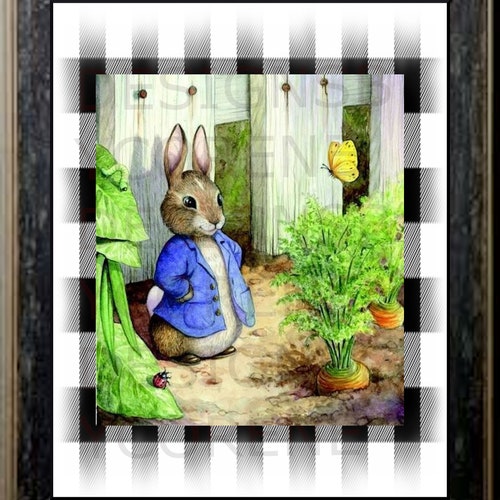 Primitive Vintage Peter Cottontail Printable Digital Image - Etsy