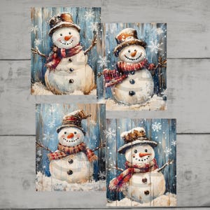 Farmhouse Snowman Bundle Set of 4 Digital Download Wall Art Print/cards ...