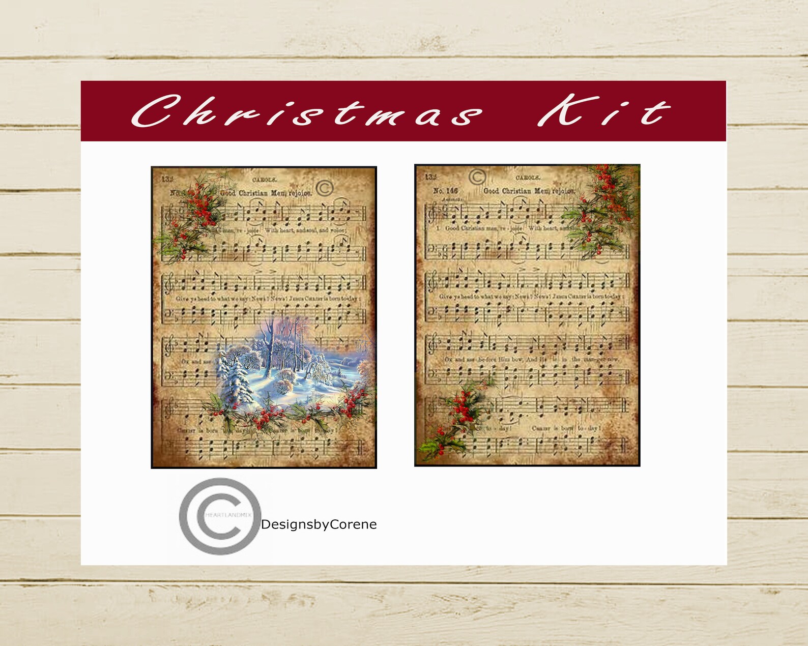Christmas Digital Collage Sheet Download Digital Paper | Etsy