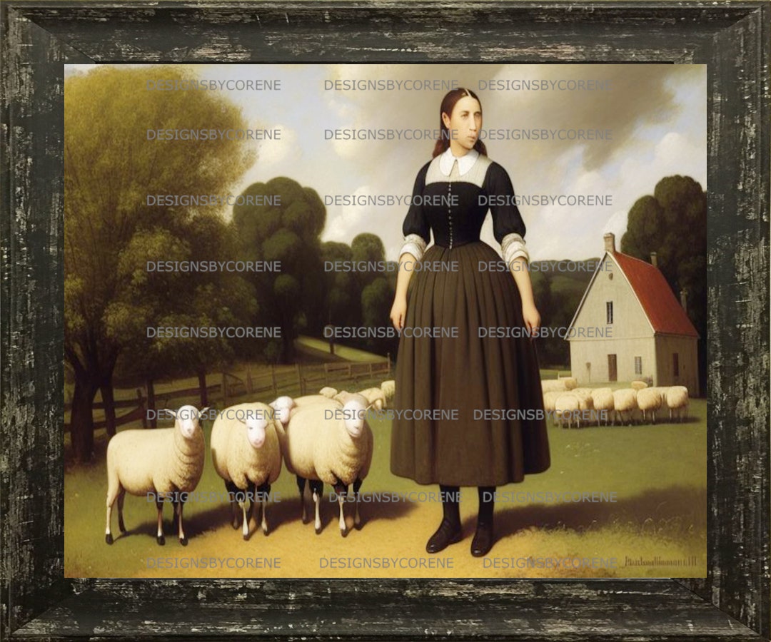 Primitive Colonial Sheep Farm Image Wall Decor Printed and Mailed to ...