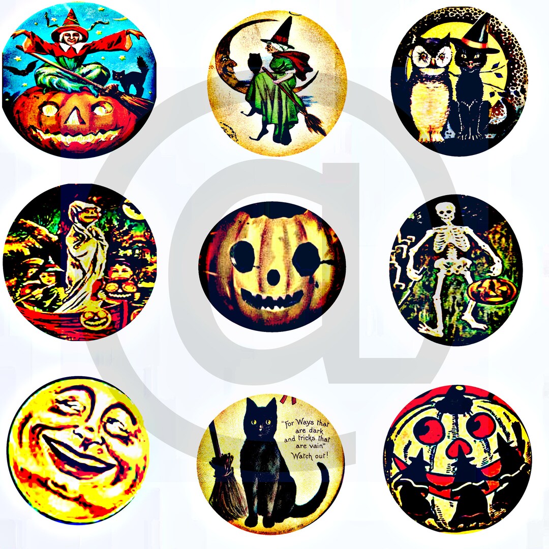 2 Inch Vintage Halloween Circles, Instant Digital Download, Collage ...