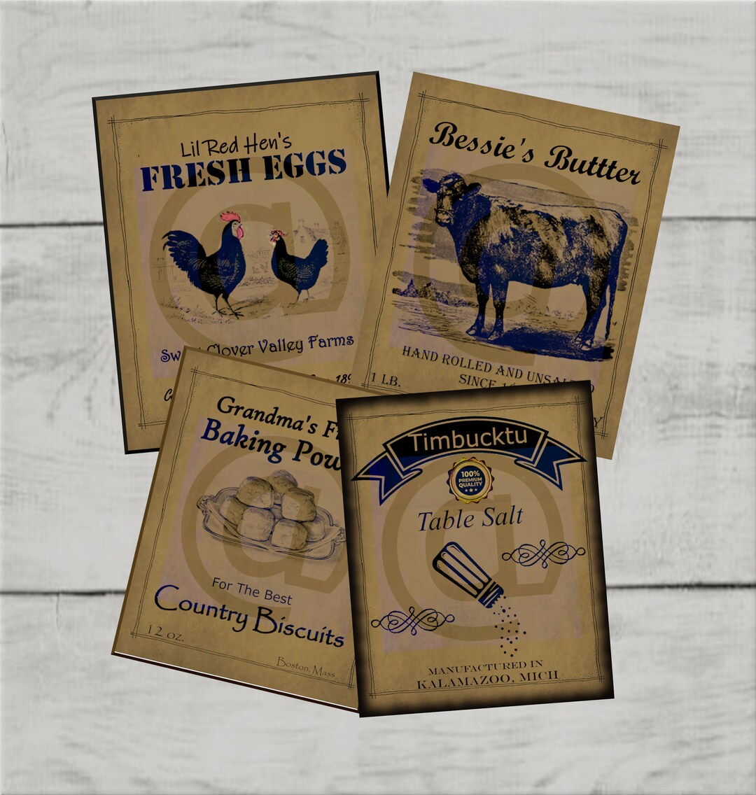Vintage Primitive Baking Labels Jpeg Digital Pantry Labels Many Uses ...