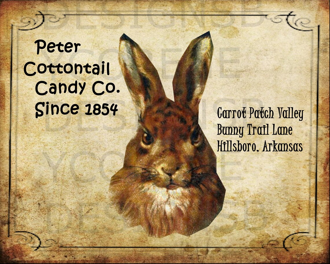 Primitive Vintage Peter Cottontail Printable Digital Image - Etsy