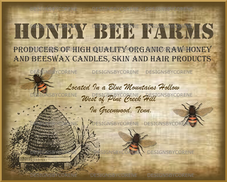 Primitive Farmhouse Art Decor Honey Bee Farms Wall Art Digital - Etsy