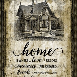 Primitive Home Quote Art Print Farmhouse Country Rustic Wall Art Decor ...