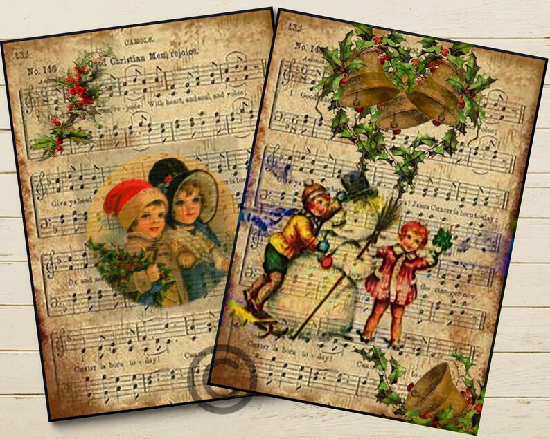 Christmas Digital Collage Sheet Download Digital Paper | Etsy